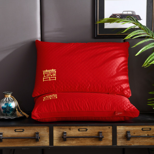 Festive wedding pillow pair, cotton embroidered new style, big red ...