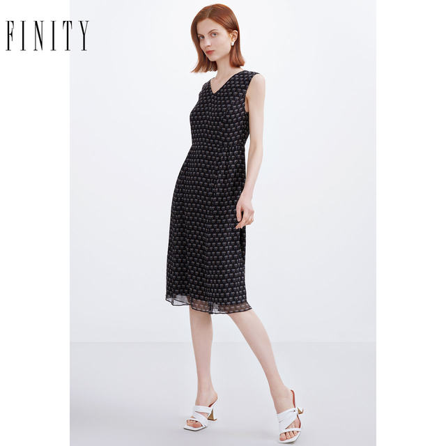 Finity FINITY True Silk Dress Summer Simple and High -end sleeveless ...