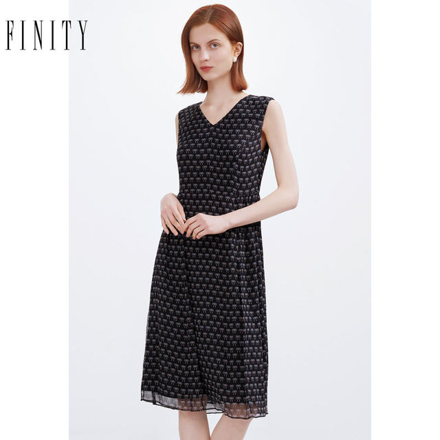 Finity FINITY True Silk Dress Summer Simple and High -end sleeveless ...