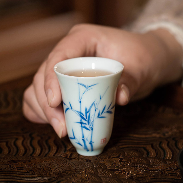 Jingdezhen pure hand-painted small tea cup single cup scent cup high ...
