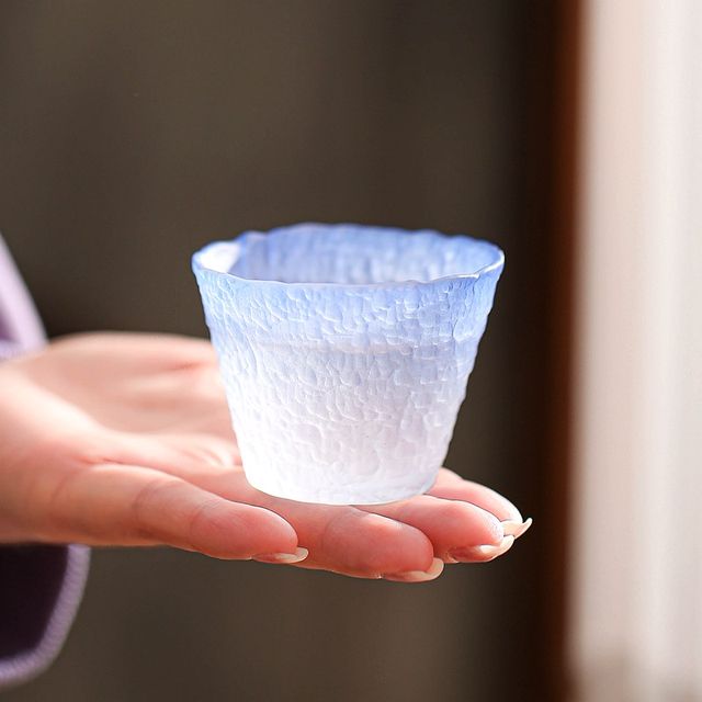Azure Japanese sake cup, small wine glass, wine warmer set, glass sake ...