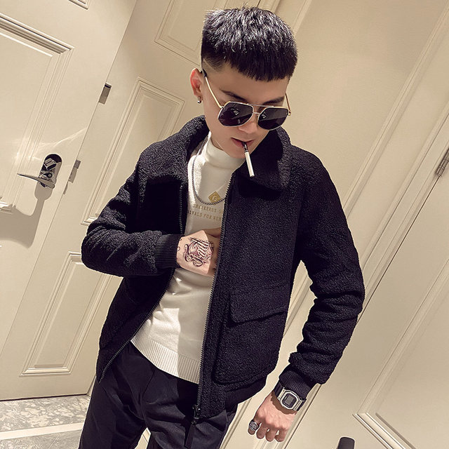 Autumn and winter shaking pellet fleece jacket men's plus velvet ...