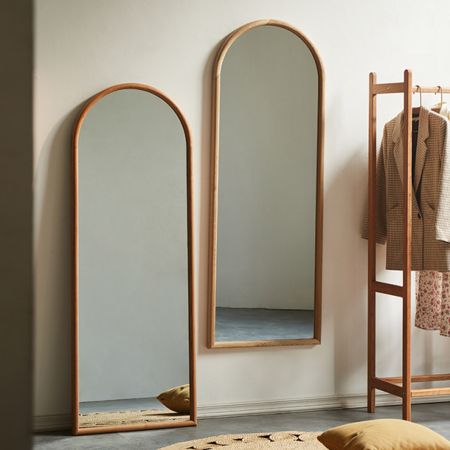 Nordic Simple solid wood frame full -body mirror light luxury home ...