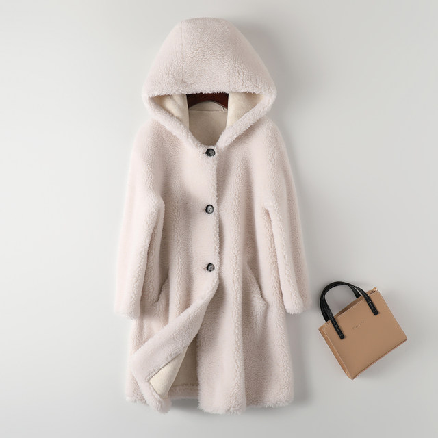 2025 new winter sheep sheep coat for women hooded lamb fur coat mid ...