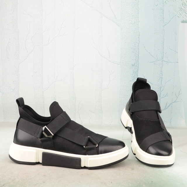 38 size cowhide genuine leather cross webbing Velcro trendy men's shoes ...