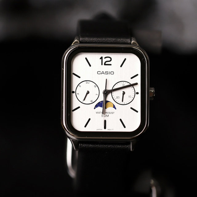 Casio moon phase small square metal casual business student men's and ...