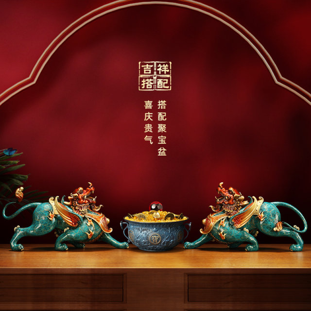 Bronze Pixiu ornaments to win fortune and pichu A pair of living room ...