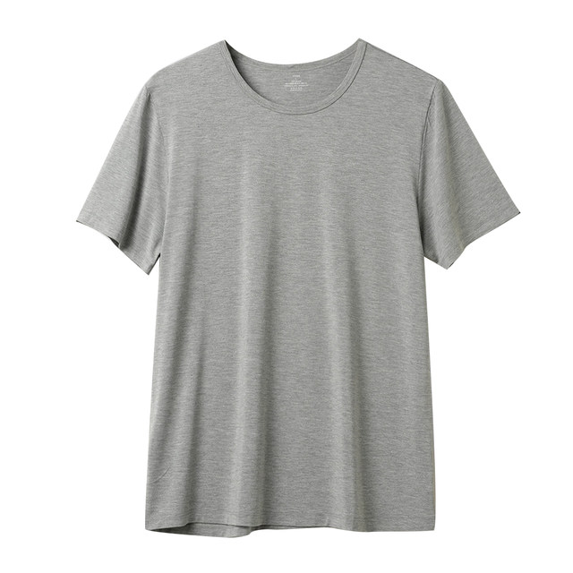 Real bamboo fiber Tianzhu men's cooling round neck short sleeve thin ...