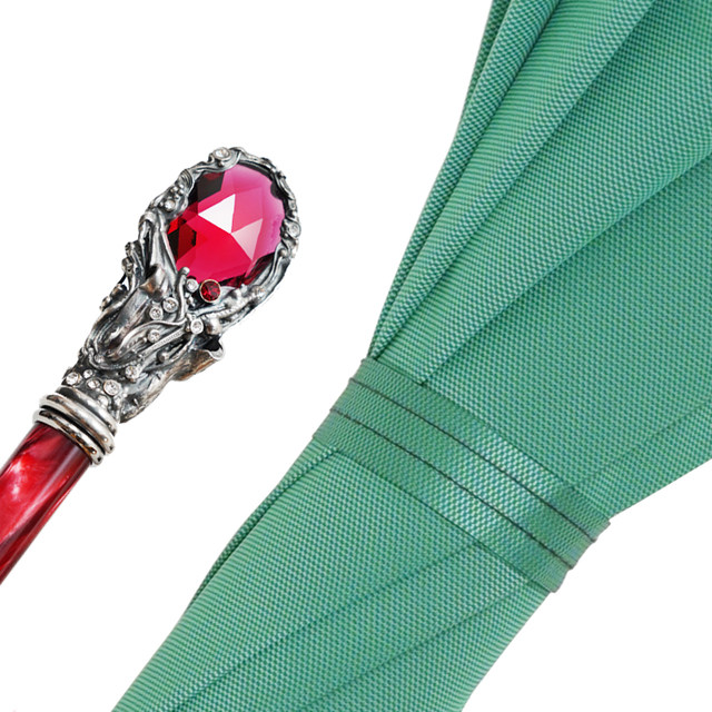 Italian Pasotti exclusive custom green umbrella cloth red crystal long ...