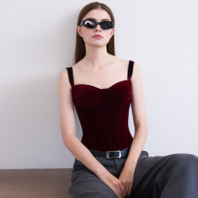 CORSELET Black Velvet French fish bone corset Wear bundle waist beauty ...