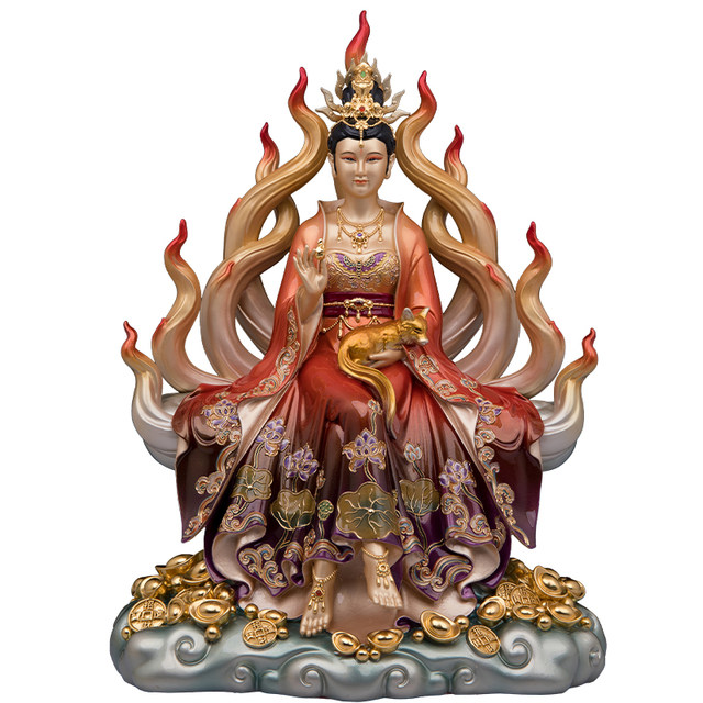 Pure copper nine-tailed fox statue, nine-tailed empress, nine girls ...