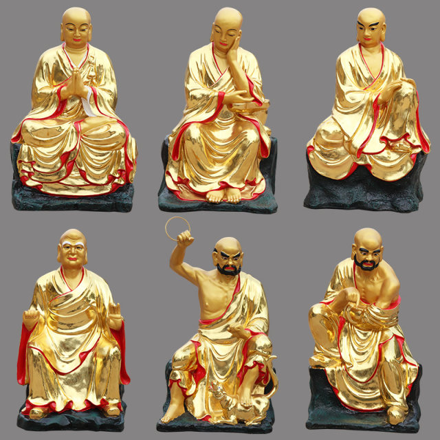 Temple Eighteen Luo Han statues 18 Luohan statue of glass fiber ...