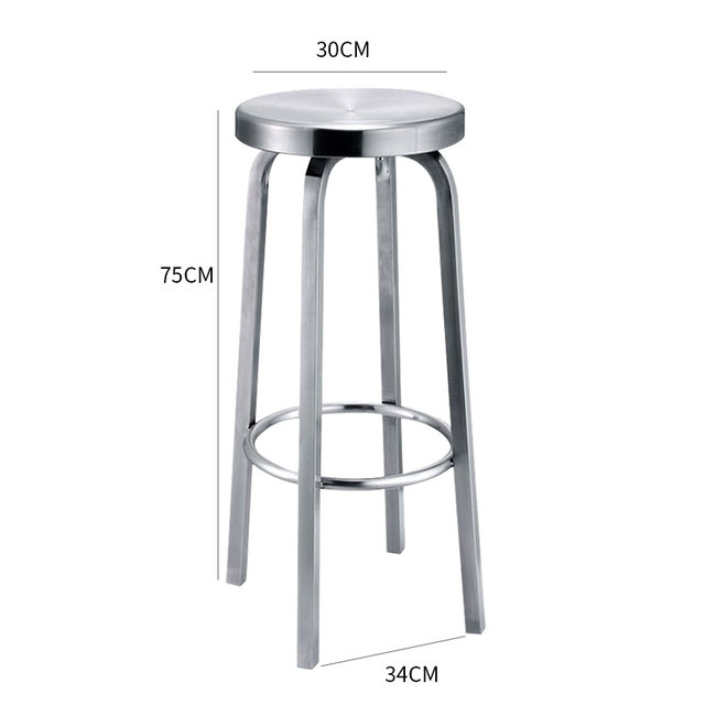 Modern simple cafe stainless steel high chair stainless steel bar stool ...