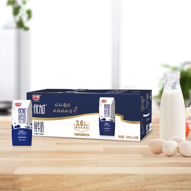 Self-operated Guangming Youjia Pure Milk 3.6g Milk Protein Diamond Pack 200ml*24 boxes