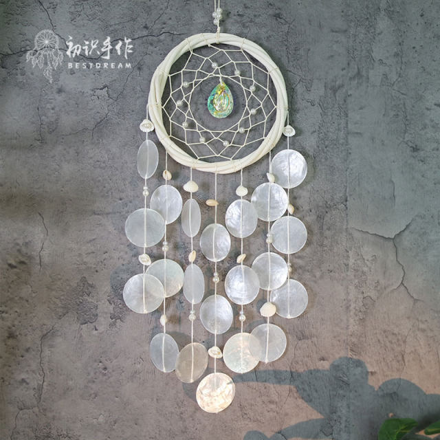 First time to learn handmade original sun catcher shell dream catcher ...