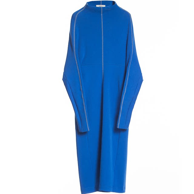Fangcun original design high -neck dress in autumn and winter new blue ...