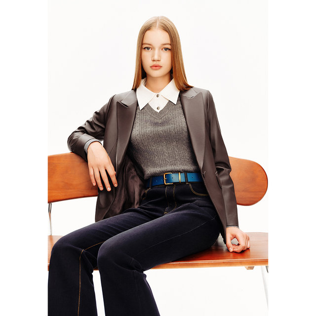 PSALTER Psalm Simple Slim Retro Blazer Leather Jacket Winter Style