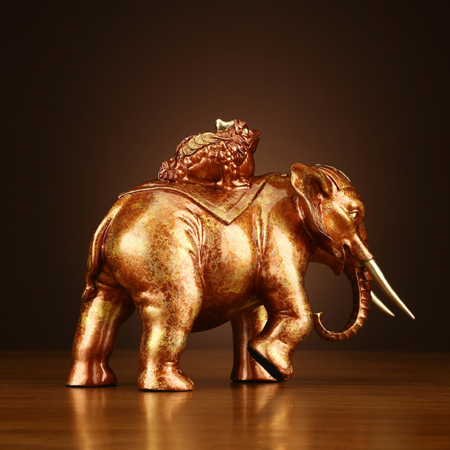 Bonor elephant ornaments a pair of golden toads 貅 象 象 home living room ...