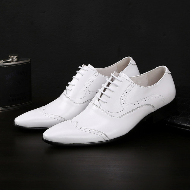 Spring genuine leather men's shoes carved brick shoes British business ...
