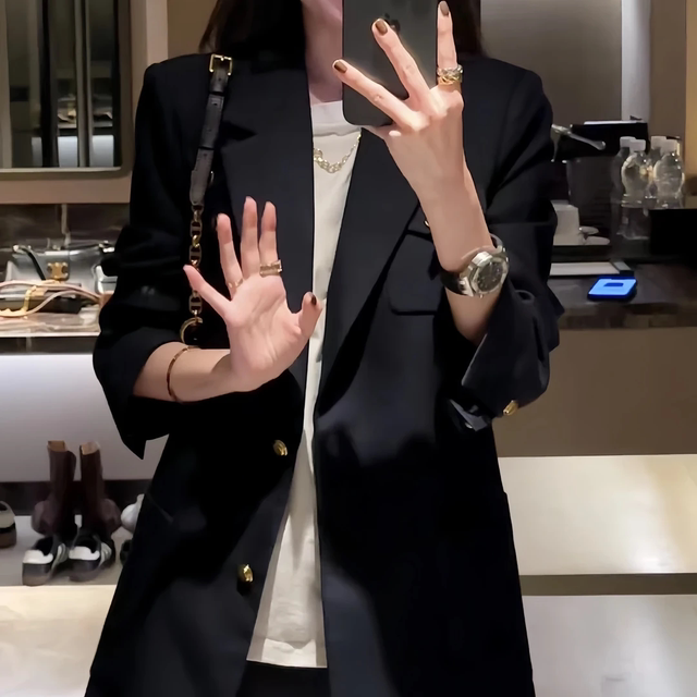 Black slit suit jacket for women new spring and autumn style ...