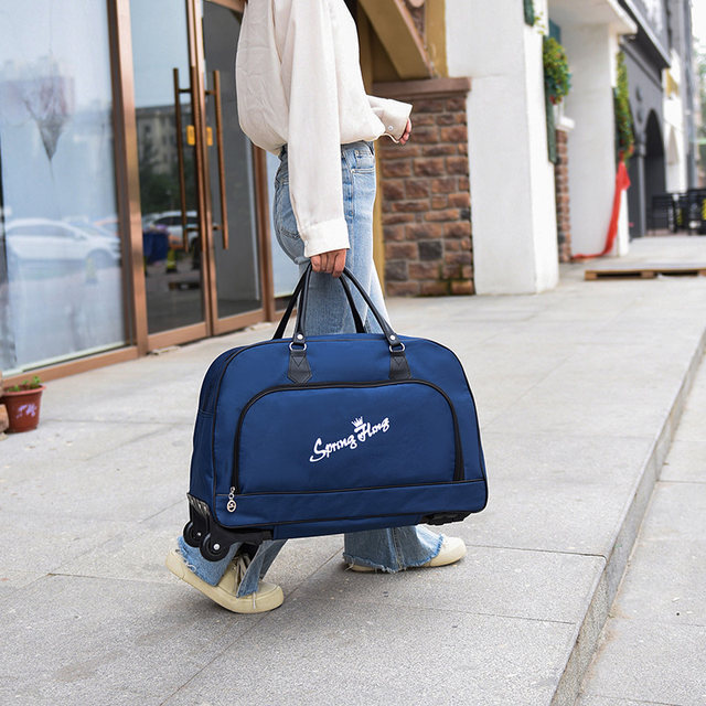Large capacity duffel bag with pulleys lightweight portable travel bag ...