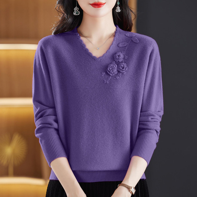 Autumn and winter 100% pure cashmere sweater tops high-end fashionable ...