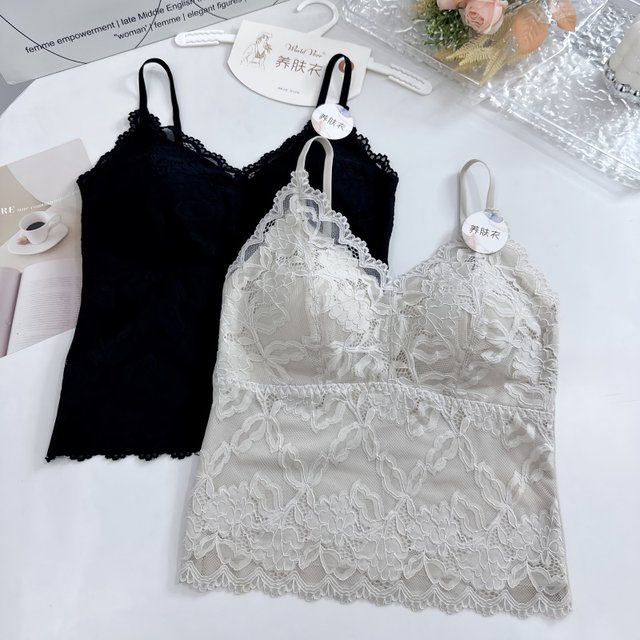 Skin nourishing clothes, autumn and winter brushed lace back sling ...