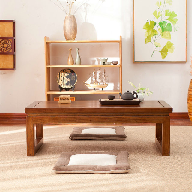 Elm tatami low table home kang table solid wood Japanese tea table ...