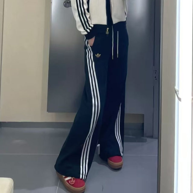 Adidas trousers female clover Song Yuqi Snake New Year casual twist ...