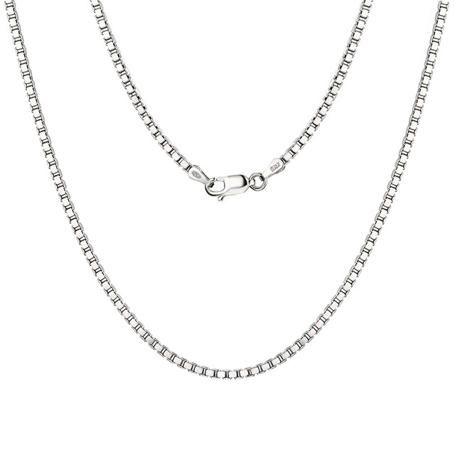 Informal 925 sterling silver box chain platinum-plated boys' necklace ...
