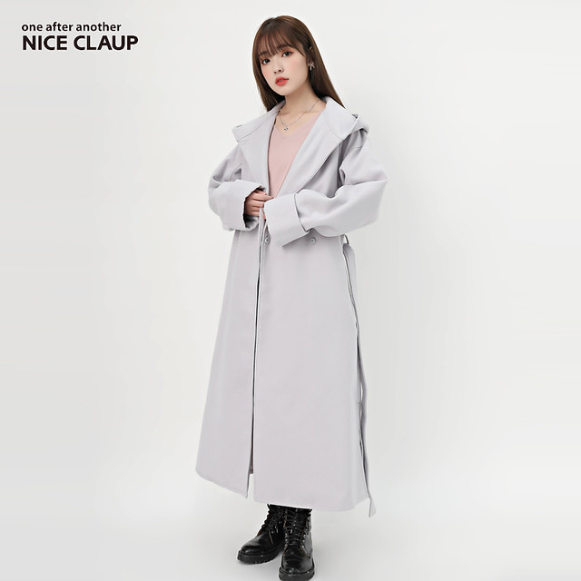 Nice CLAUP winter new Japanese blue loose hat cloak cloak trench coat ...