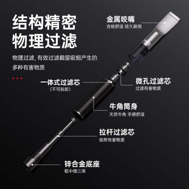 ZOBO genuine horn cigarette holder filter circulating double-core tar ...
