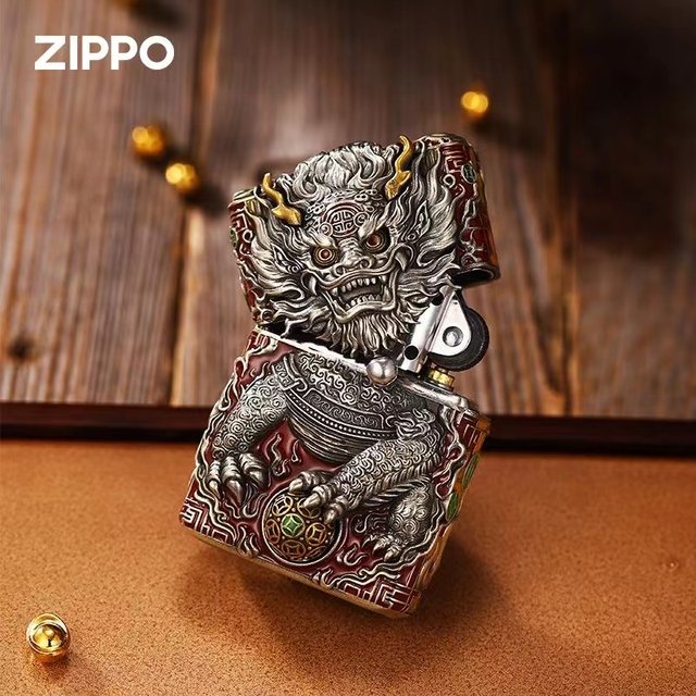 zippo lighter genuine original ancient silver case luminous smart ...