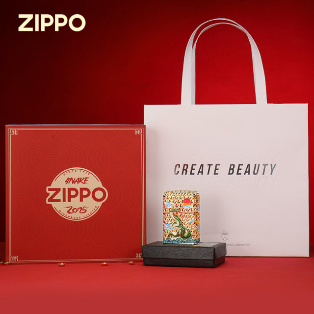 Zippo lighter Luminous enamel zodiac snake windproof kerosene gift ...