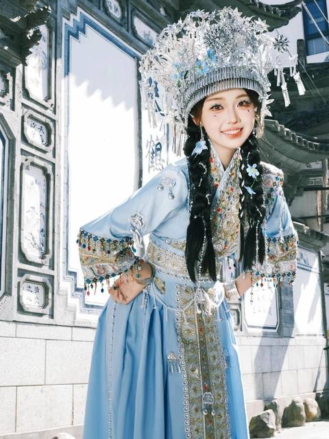 Miaojiang Girls New Fresh Blue Set Super Fairy National Miaojiang Miao ...