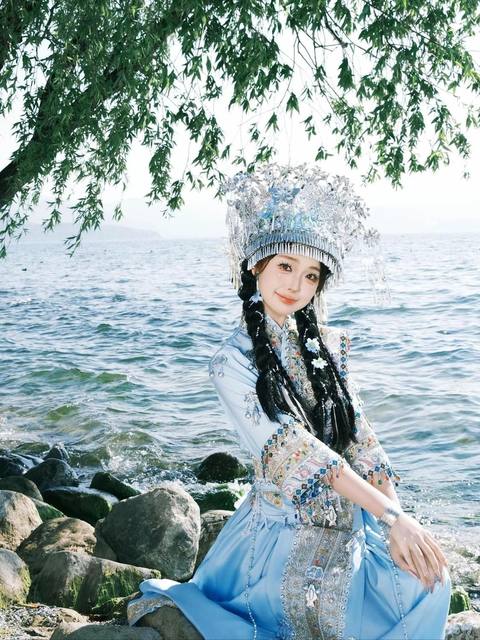 Miaojiang Girls New Fresh Blue Set Super Fairy National Miaojiang Miao ...