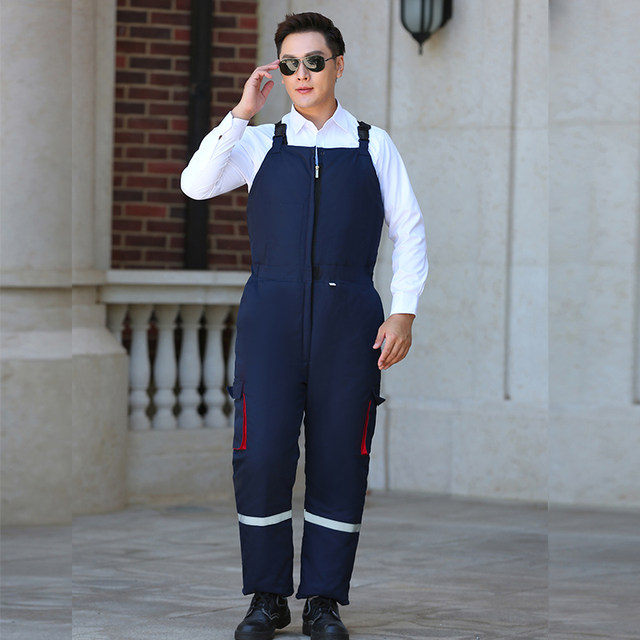Winter overalls cotton pants men's cold storage warm overalls Mario ...