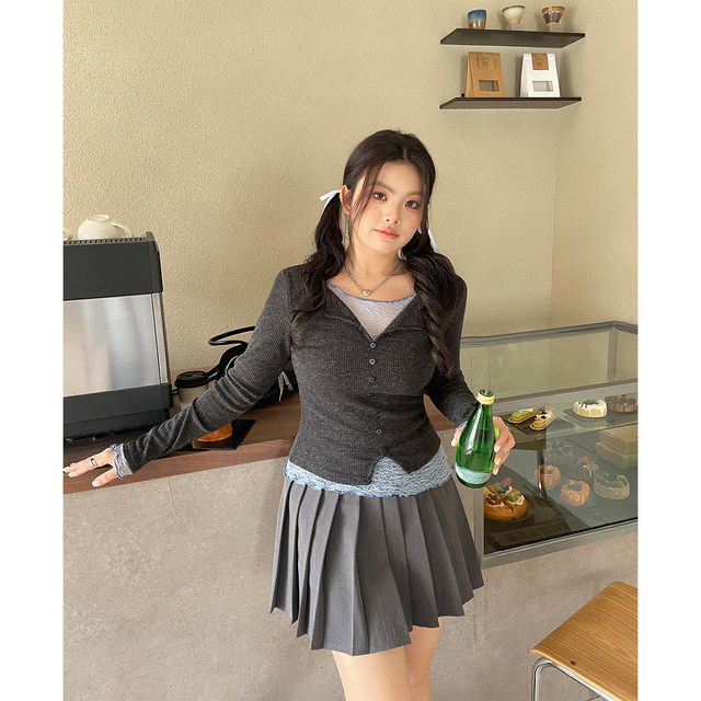 2025 spring new women's lace long-sleeved top large size fat mm slim ...