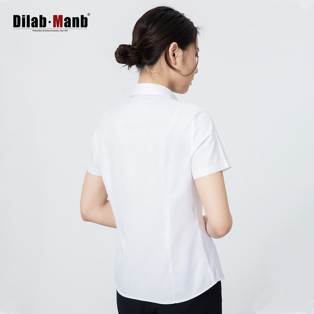 Dimeng professional white shirt women's short-sleeved pure cotton no ...