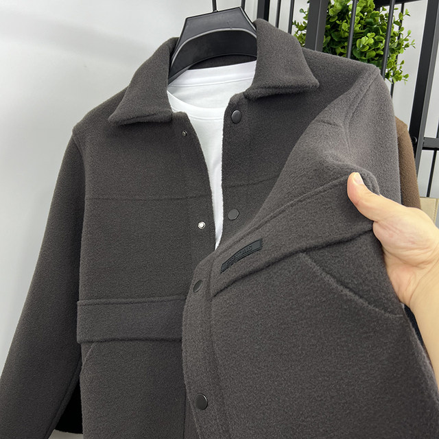Sweater tweed knitted cardigan men's coat lapel autumn and winter men's ...