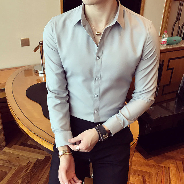 160 small size men's short, XS code S slim -fitting long -sleeved shirt ...