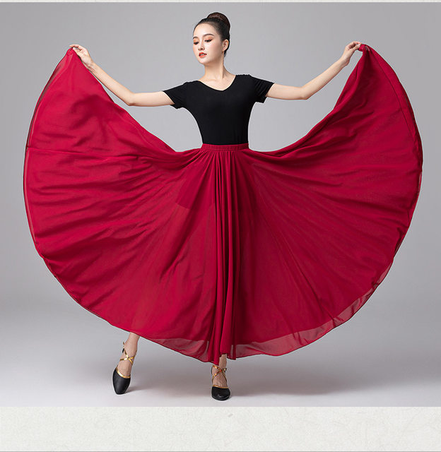 Classical dance clothing for women, elegant half-length long 720-degree skirt, Xinjiang modern ...
