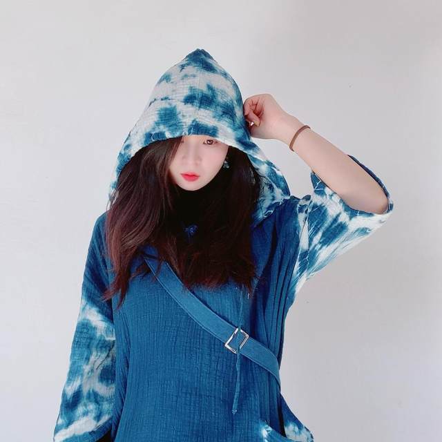 Yichezha Dye original design handmade plant blue dyeing literary cotton ...