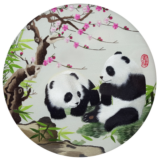Shu embroidery panda double-sided embroidery screen crafts ornaments ...