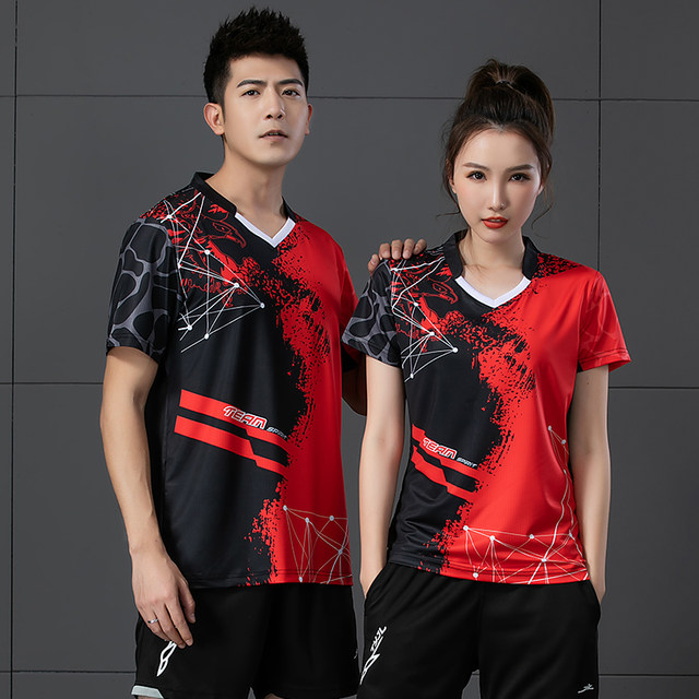 Badminton suit set short -sleeved quick -drying men and women running ...