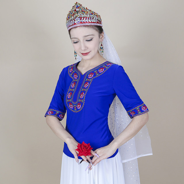 Xinjiang dance top ladies summer square dance short-sleeved clothing ...