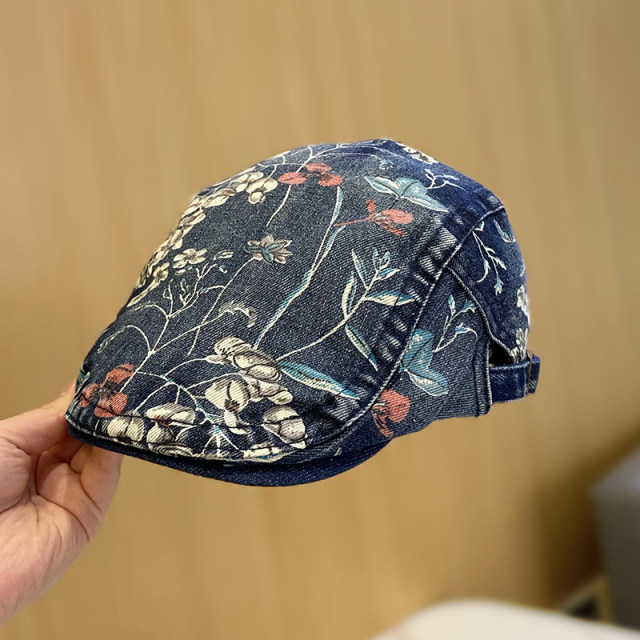 Hats for women Spring and Autumn New Printed Denim Peaked Hat Fashion ...