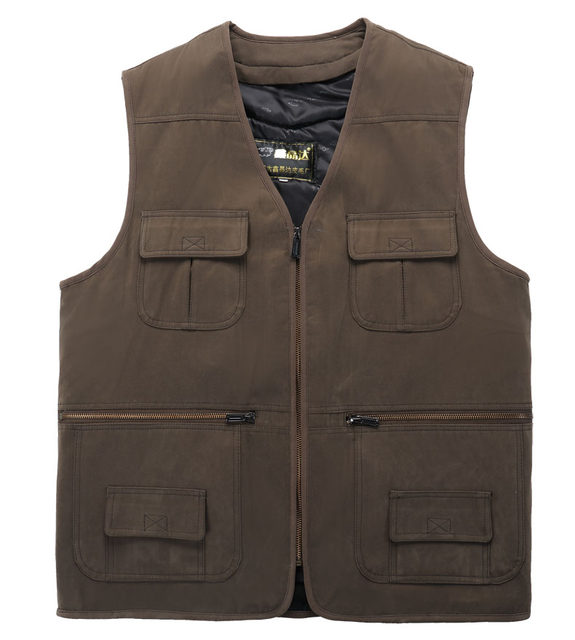 Autumn and winter genuine leather vest for middle-aged and elderly men ...
