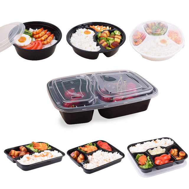 High-end disposable lunch box rectangular two-grid two-grid four-four ...