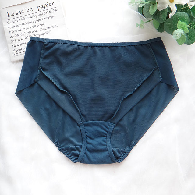 Low-key luxury/Lace embroidered mid-waist women's underwear milk silk ...